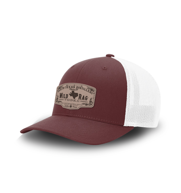 Fitted Mesh Leather Patch – Maroon/White – Wild Rag Vodka